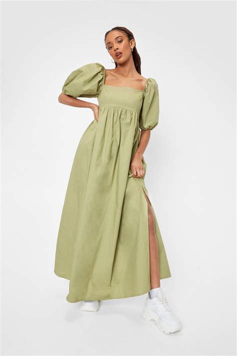 Shirred Puff Sleeve Square Neck Maxi Dress Artofit