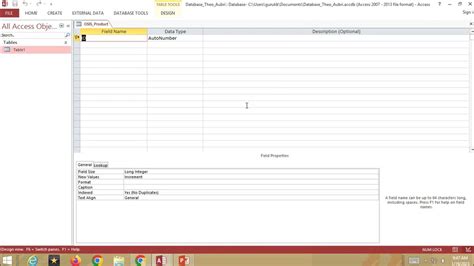 Create A Table And Add Fields Ms Access Youtube