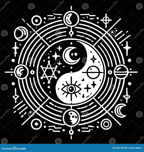 Modern Yin Yang Vector Art With Geometric And Celestial Elements For