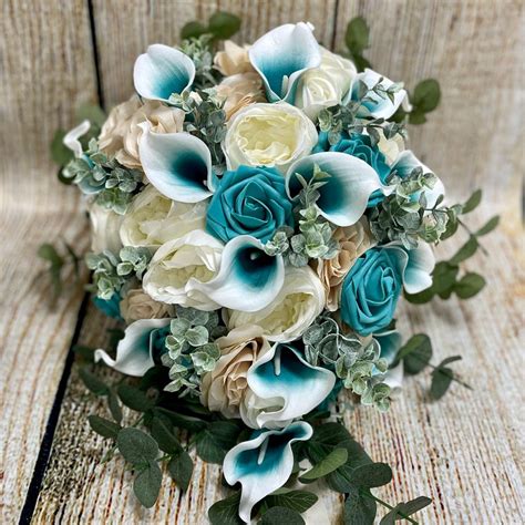 Teal Bridal Bouquet Etsy