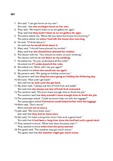 Respuestas Ejercicios Reported Speechpdf