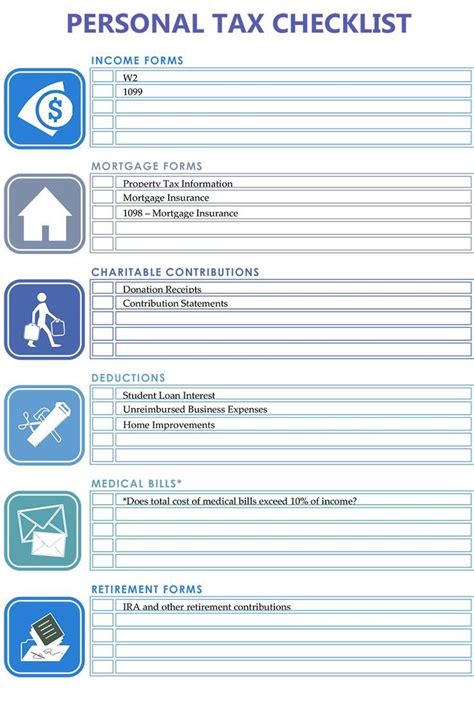 Free Printable Personal Tax Checklist