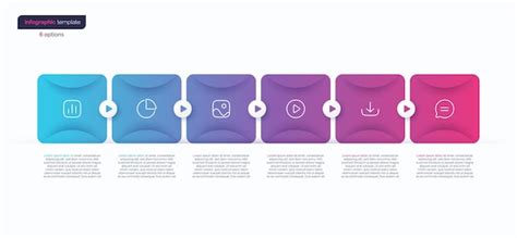 둥근 사각형으로 구성된 추상 벡터 그라데이션 최소한의 Infographic 템플릿 프리미엄 벡터