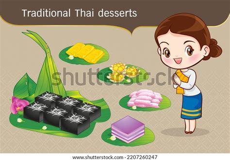 Thai Character Traditional Costume Sawasdee Welcome Stock Vector