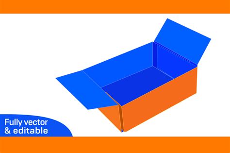 Tray Corrugated Folding Box Dieline Template And 3d Box Design3d Box