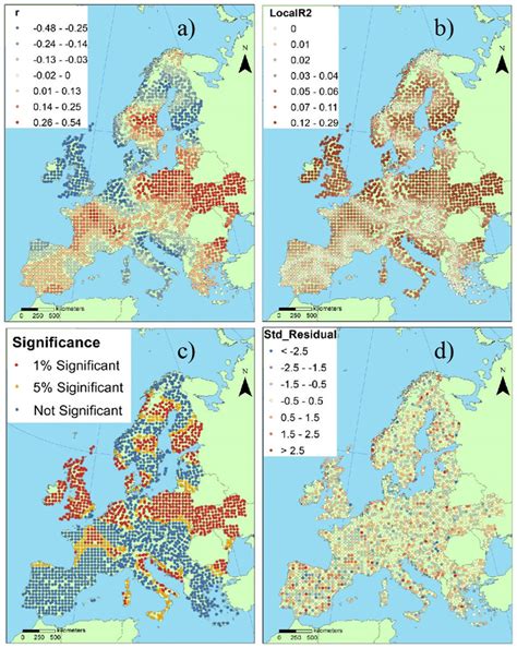 Spatial Variation Of Gwr Regression Outputs Using 125 Number Of