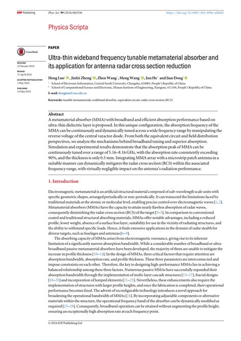 Ultra Thin Wideband Frequency Tunable Metamaterial Absorber And Its Application For Antenna