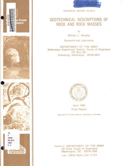 Geotechnical Descriptions Of Rock And Rock Masses Iy Corps Neers Pdf Rock Geology