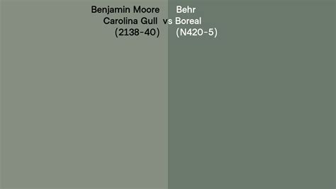 Benjamin Moore Carolina Gull 2138 40 Vs Behr Boreal N420 5 Side By