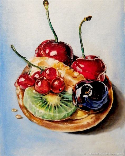 Realistic Oil Painting of Fruits in Jelly