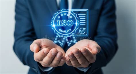 Iso Quality Certification Standard Business Concept In Hands For Assurance And Guarantee Process