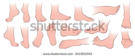 Human Feet Different Naked Foot Positions Stock Vector Royalty Free