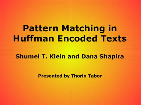 Pdf Pattern Matching In Huffman Encoded Texts