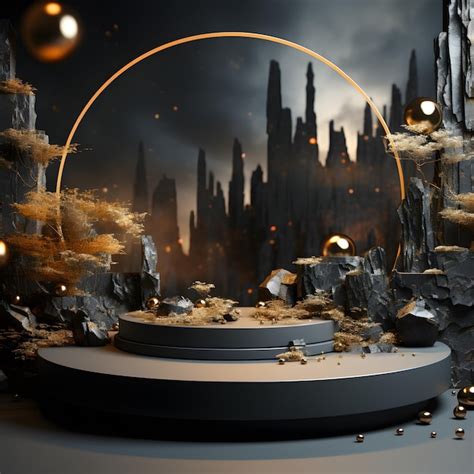 Premium Ai Image Landscape Layout 3d Rendering Empty Mockup Scene Of