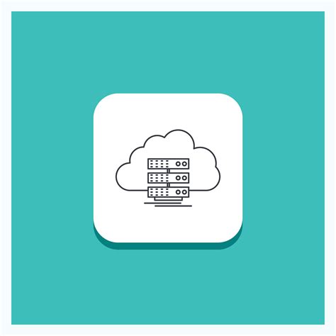 Round Button For Cloud Storage Computing Data Flow Line Icon Turquoise Background