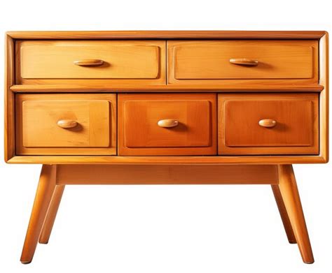 Wooden Chest Of Drawers With Five Drawers And Rounded Wooden Handles