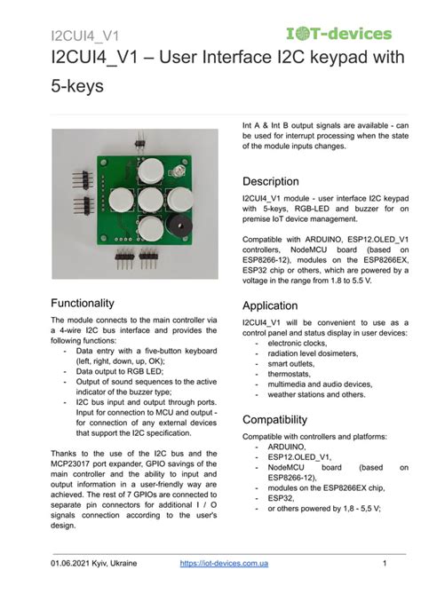 I Cui V Datasheet En User Interface I C Keypad With Keys Pdf