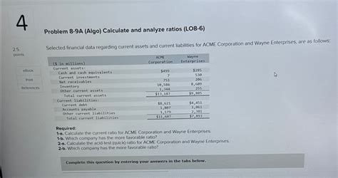 solved 4problem 8 9a algo ﻿calculate and analyze ratios