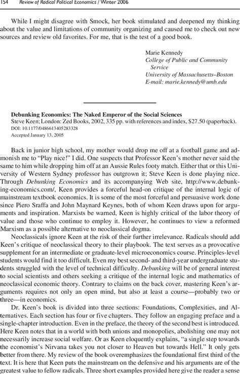 Book Review Debunking Economics The Naked Emperor Of The Social Sciences Reynold F Nesiba