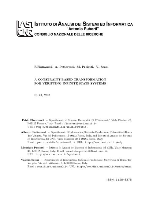 Pdf A Constraint Based Transformation For Verifying Infinite State