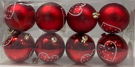 Christmas Red 8 Baubles 8 Cm 786297 The Christmas Shop