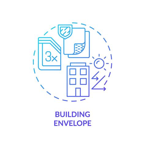 Blue Gradient Building Envelope Icon Concept Isolated Vector Sustainable Office Thin Line