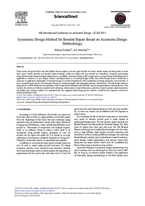 Pdf Systematic Design Method For Bonded Repair Based On Axiomatic Design Methodology