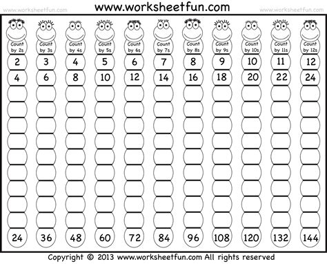 Skip Counting Multiplication Worksheets