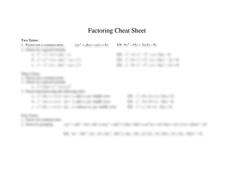 SOLUTION: Algebra Factoring cheat sheet - Studypool