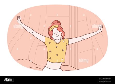 Girl Stretching On Bed Stock Vector Images Alamy