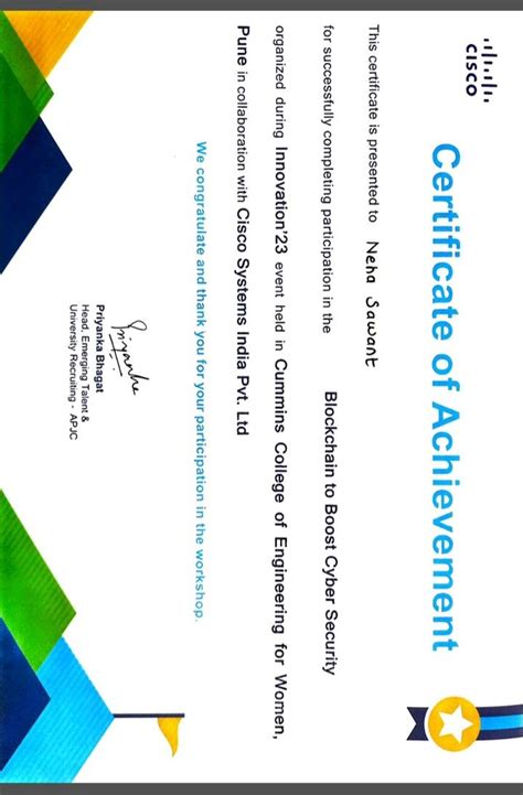 Neha Sawant On Linkedin Blockchain Workshop Certificatecummins