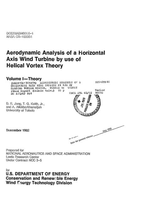 Pdf Aerodynamic Analysis Of Hawt By Use Of Helical Vortex Theory