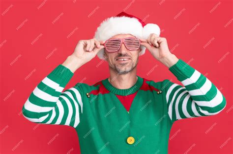 Premium Photo Wearing Funny Glasses Smiling Man In Elf Costume And