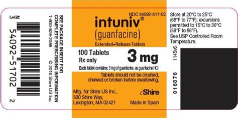 Intuniv Fda Prescribing Information Side Effects And Uses