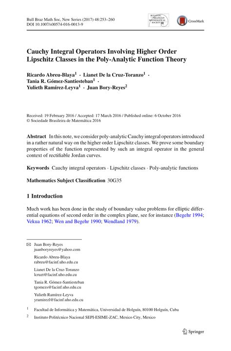 Pdf Cauchy Integral Operators Involving Higher Order Lipschitz