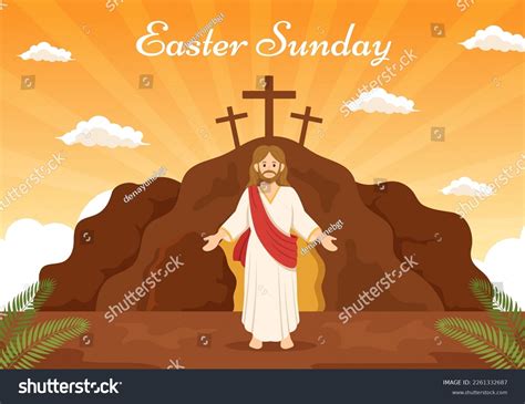 Happy Easter Sunday Day Illustration Jesus Stock Vector Royalty Free