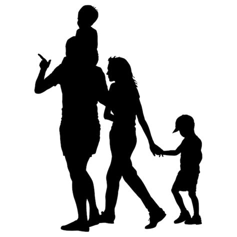 Silueta De Familia Feliz Sobre Un Fondo Blanco Ilustración Vectorial