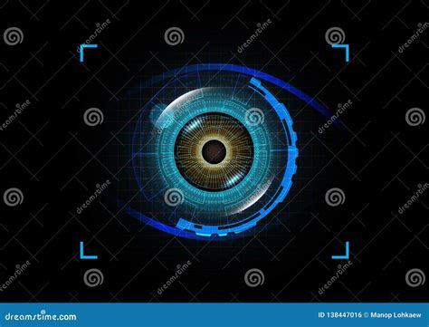 futuristic eye detection technology concept with binary code vector