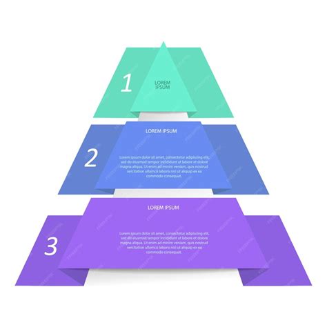 인포그래픽 피라미드 삼각형 다이어그램은 세 부분으로 나뉩니다 프리미엄 벡터