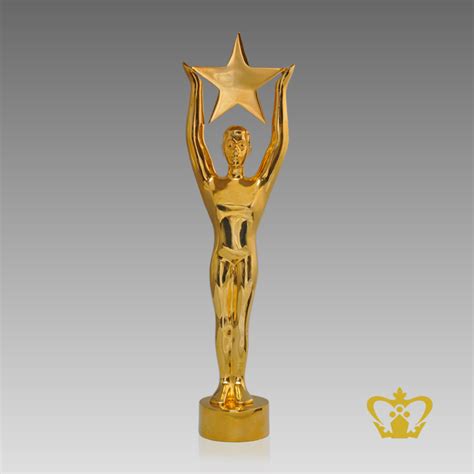 Buy Metal Oscar Trophy With Round Metal Base Customized Logo Text