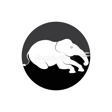 Vector Illustration Of Elephant Silhouettes On White Background Stock