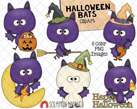Halloween Bats Clipart With Pumpkins And Witches
