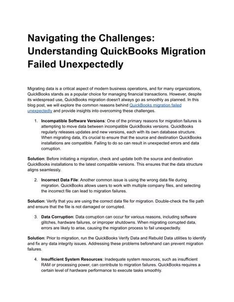 PPT Navigating The Challenges Understanding QuickBooks Migration Failed Unexpectedly