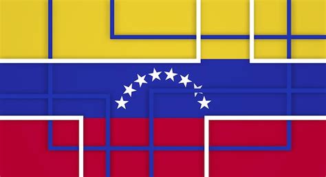 Premium Vector Abstract Geometric Square Stripes Lines Papercut Background With Flag Of Venezuela