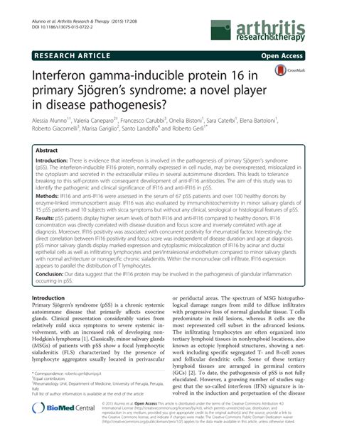 Pdf Sat0377 Interferon Gamma Inducible Protein 16 Ifi16 In Primary