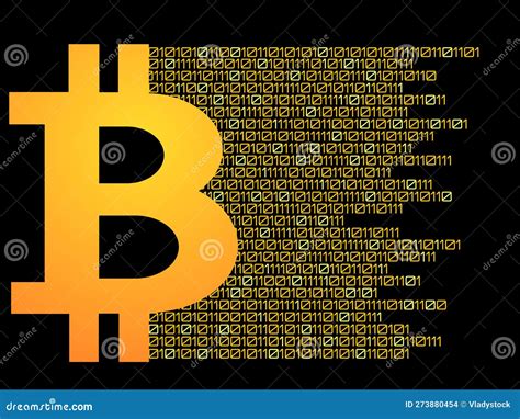 bitcoin consisting of binary code technology logo stock vector