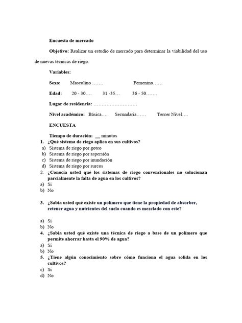 Encuesta De Mercado Pdf