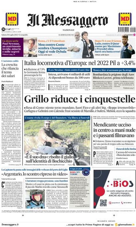 Sui Giornali Di Stamane 30 LUGLIO 2022 L Angolo