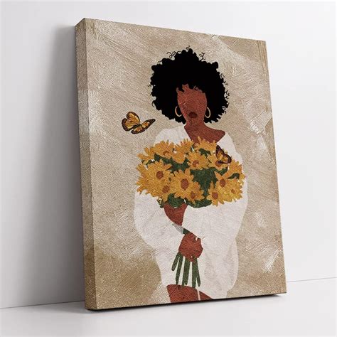 Axxposters Black Woman Wall Art Canvas Poster Decorative With Frame