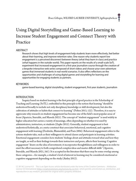 Using Digital Storytelling And Game Based Learning Pdf Cognition